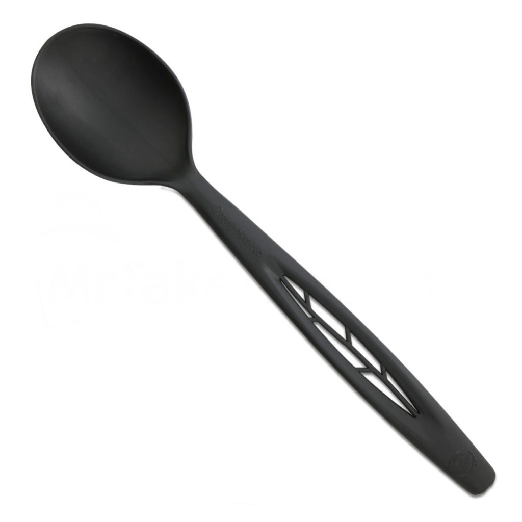 Cuchara Desechable Biodegradable y Compostable de PLA color Negro