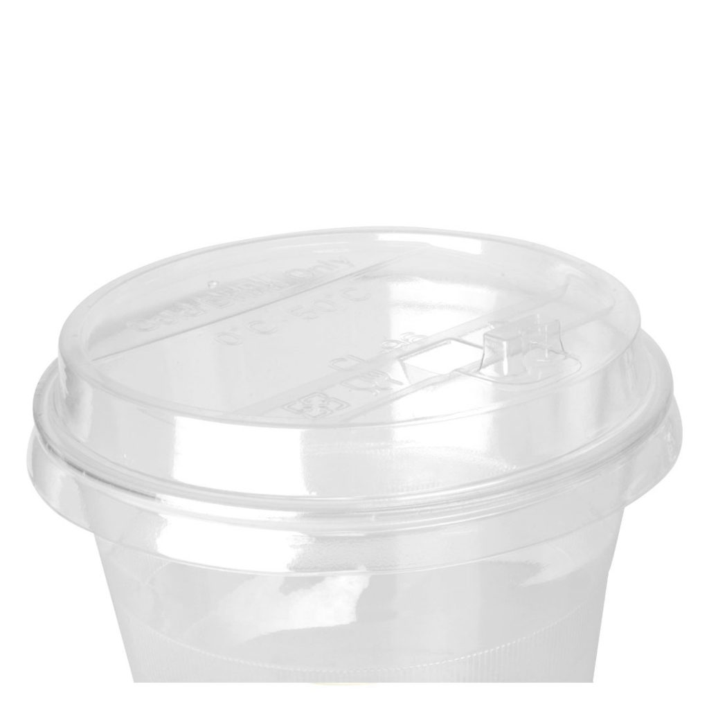 Tapa Sin Popote Compostable Transparente de 0.26 a 0.70 litros